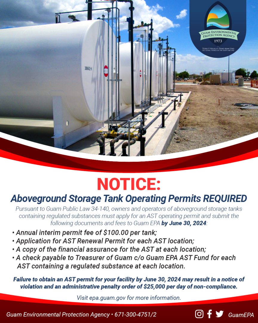 Aboveground Storage Tank Operating Permits DUE June 30, 2024 - Guam ...